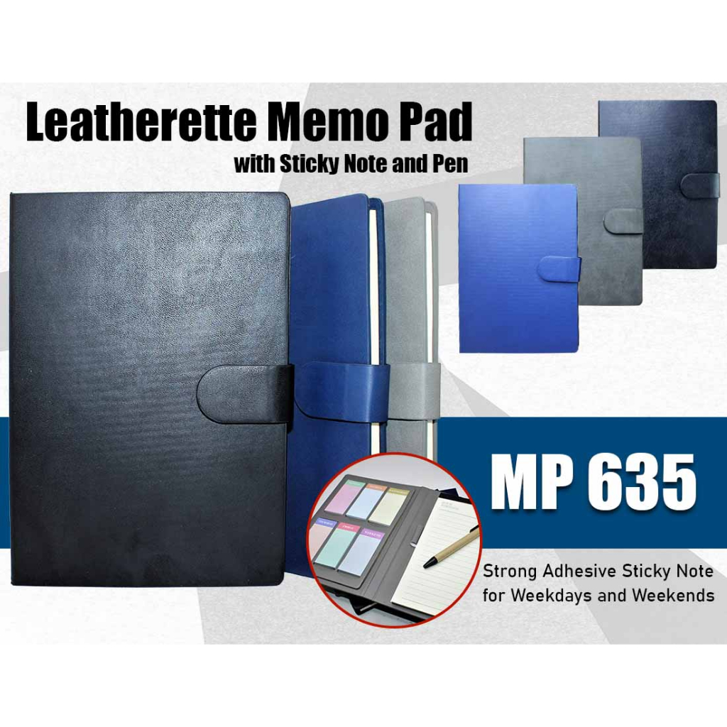 Leatherette Notebook Weekly Stickynote & Notepad Holder with Pen MP-635 & MP-635GS (with giftbox ...