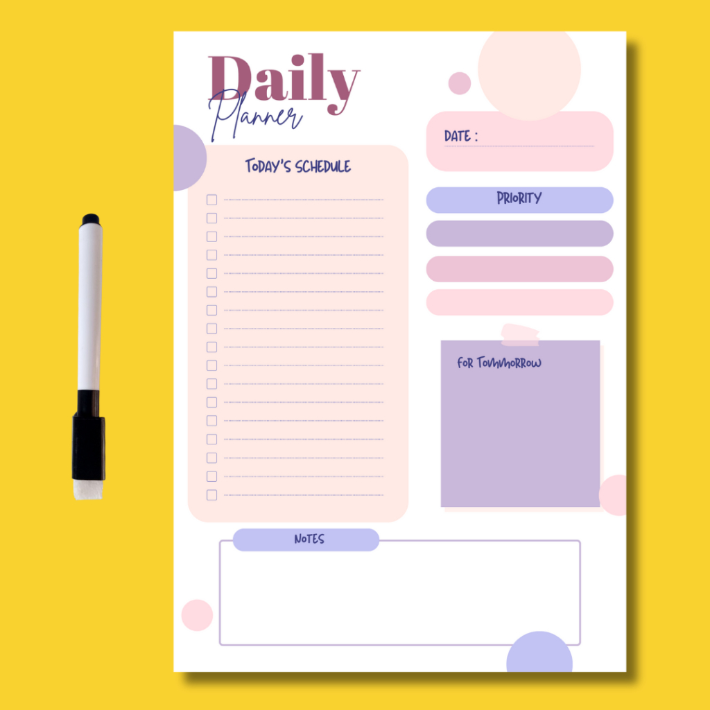 Daily Planner Board Schedule Magnetic Organizer Chart Ref Laminated A4 ...