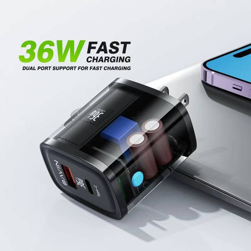 BAVIN PC869 36W Super Fast Charging Charger Dual USB & PD Port W ...