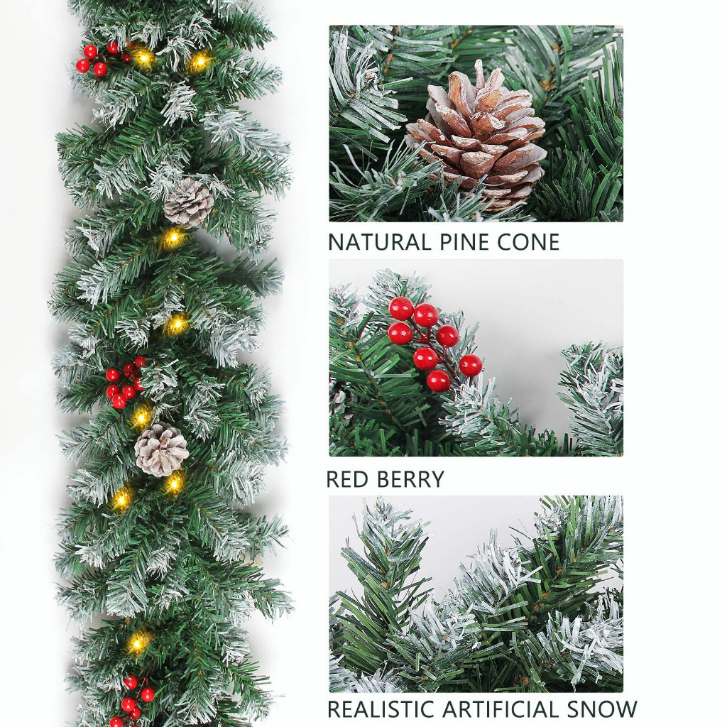 Christmas green garland white Garland christmas decoration plain thick ...