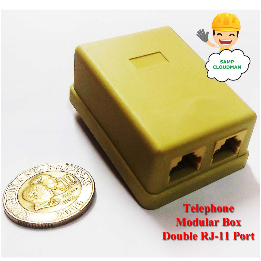Telephone Modular Box Double Port Outlet Socket Surface Type 4 wires RJ ...