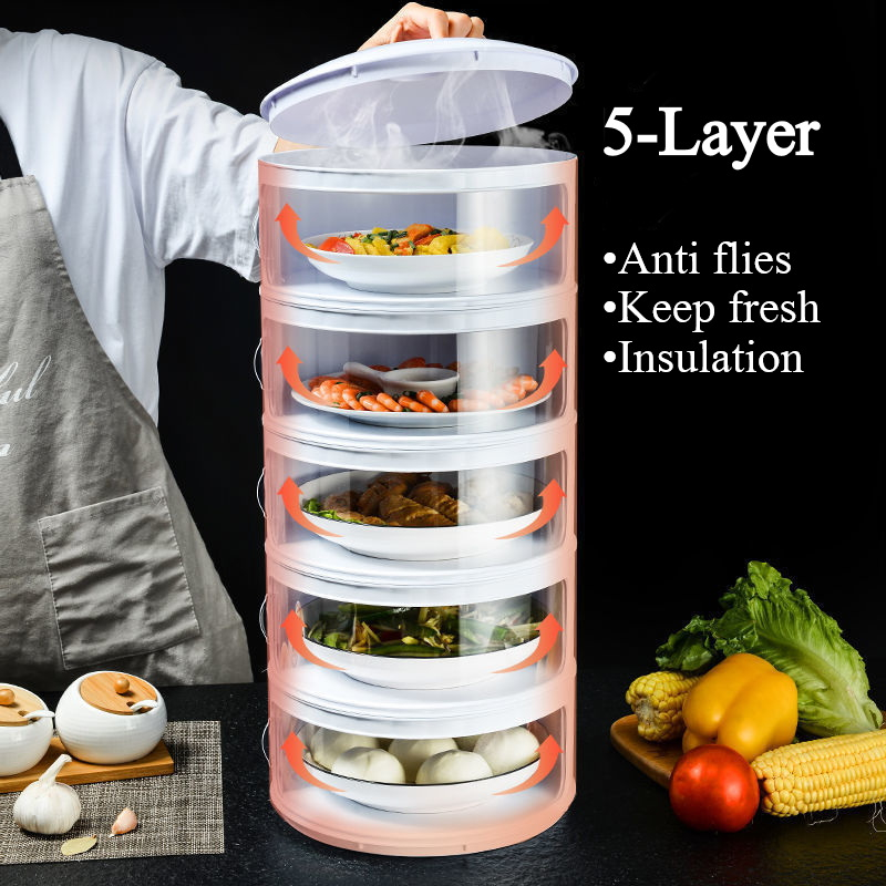 Household 5-layer food storage box fly-proof fresh-keeping food storage ...