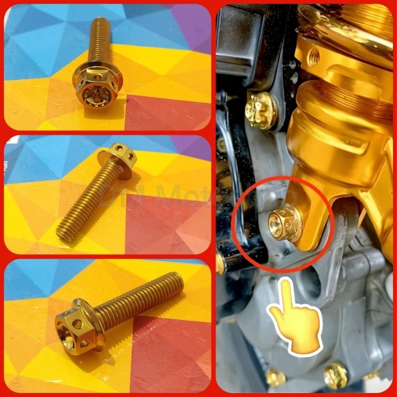 Gold Shock Bolts for Yamaha Mio M3, SoultY, Sporty, Mio Soul i, Gear ...