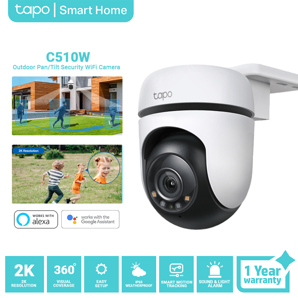 TP-Link Tapo C510W 2K 3MP Outdoor Pan/Tilt IP Camera Full-color Night Vision Smart Motion ...