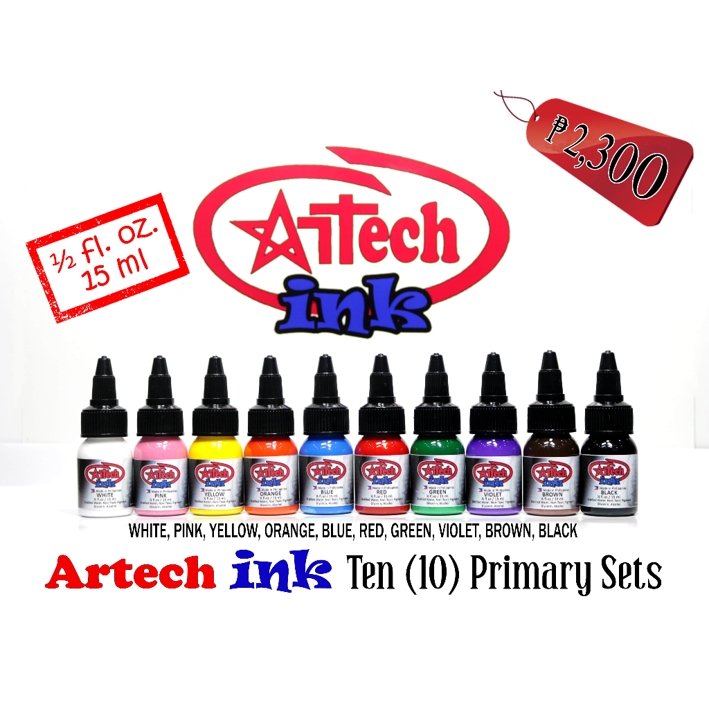 ARTECH INK Tattoo Ink [Ten (10) Primary Set] by BONG ARQUINES | Shopee ...