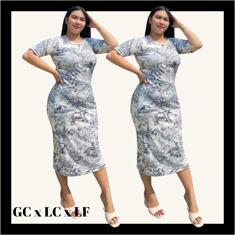 BARETTO PLUS SIZE up to 5XL Basic Roundneck Non-slit Body Hugging Maxi ...