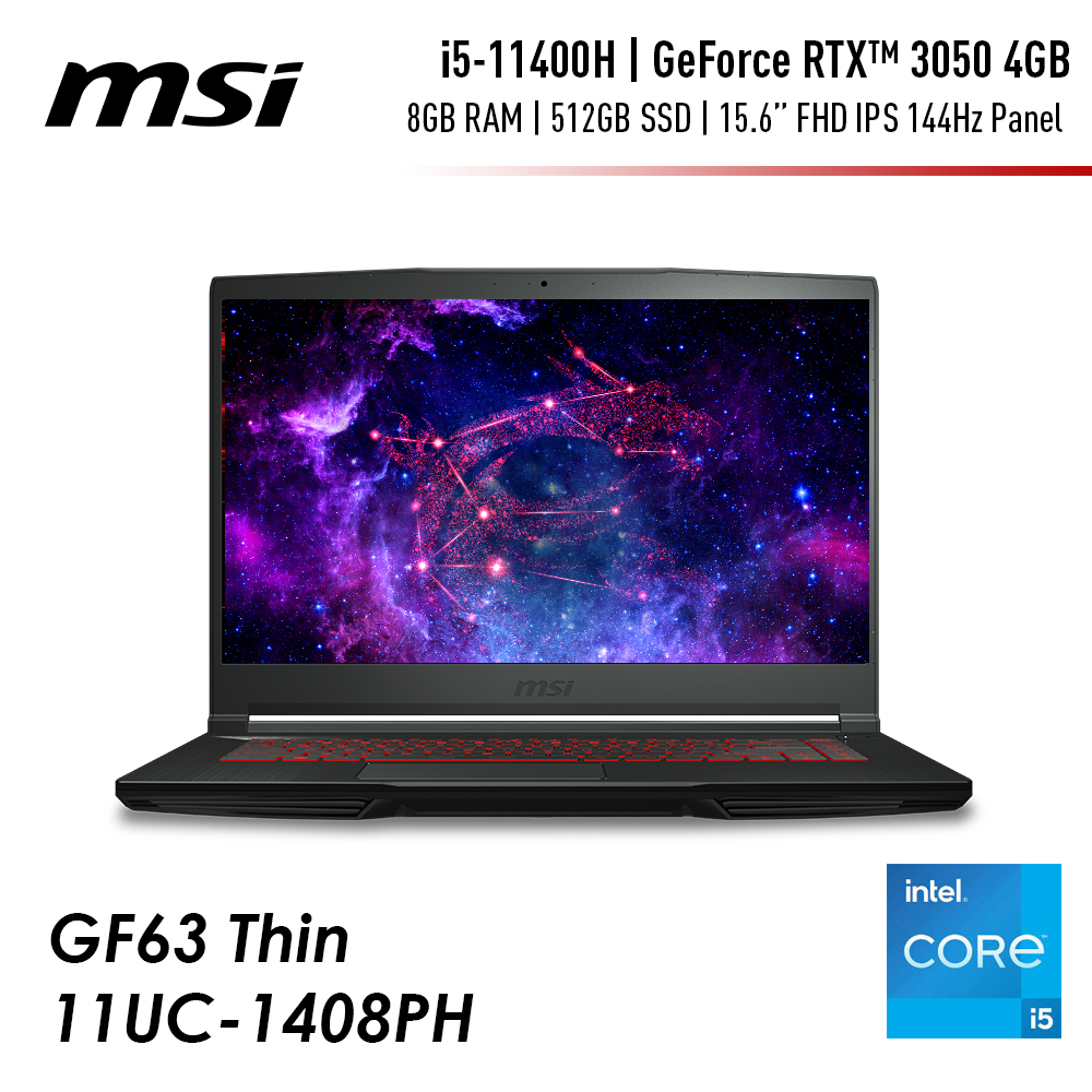 MSI GF63 Thin 11UC-1408PH Gaming Laptop (i5-11400H+HM570 / RTX3050 ...