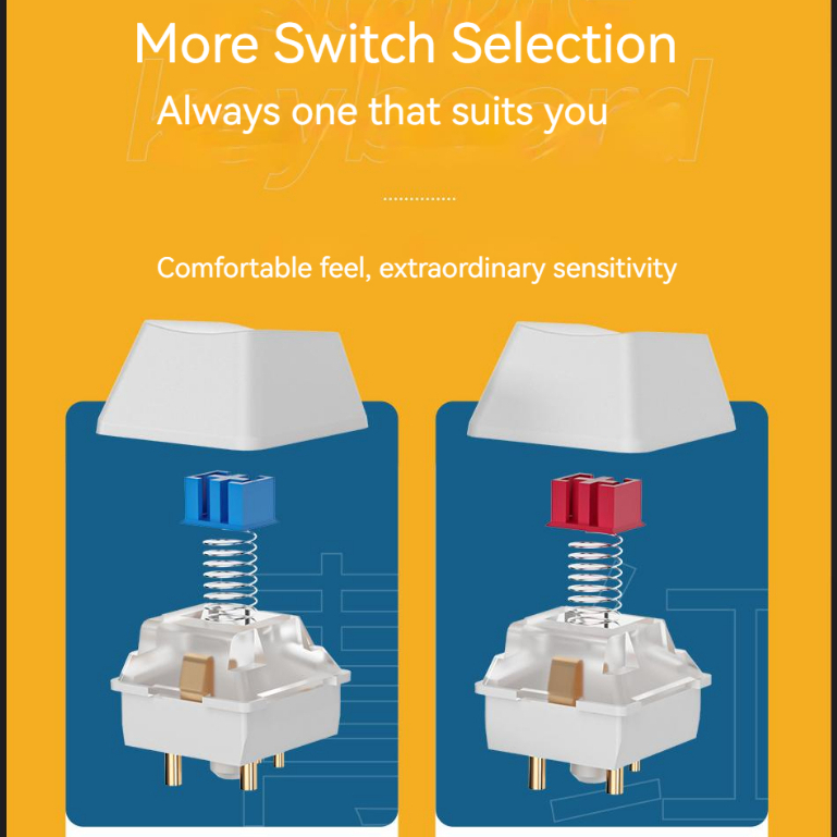 ZIFRIEND KA646 Mechanical Keyboard 64 Keys Rainbow Backlit Blue Red ...