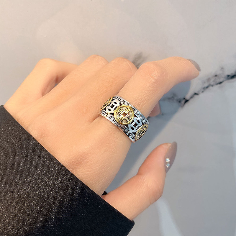 Five Emperors Copper Coin Alloy Ring Cool Style Retro Man Woman Rings ...