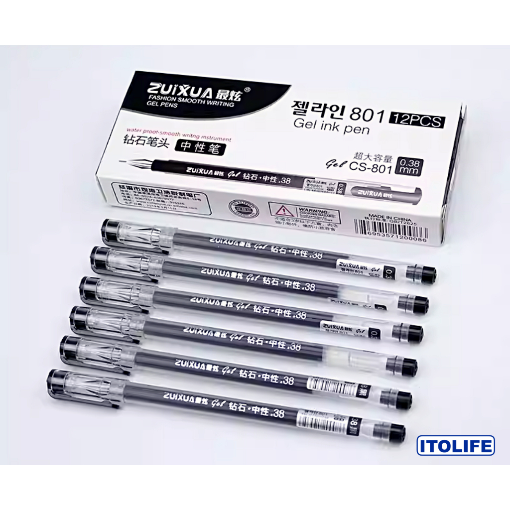 Zuixua Diamond Head Large Volume Gel Pen CS801- Box of 12pcs | Shopee ...