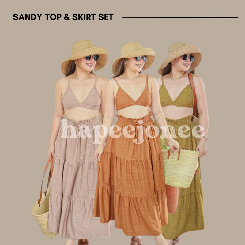 HAPEE JONEE - SANDY TRIANGLE TOP AND MAXI SKIRT SET | Shopee Philippines