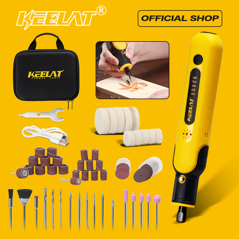 KEELAT Carving Tools Set Electric Cordless Mini Grinder Drill Set for ...