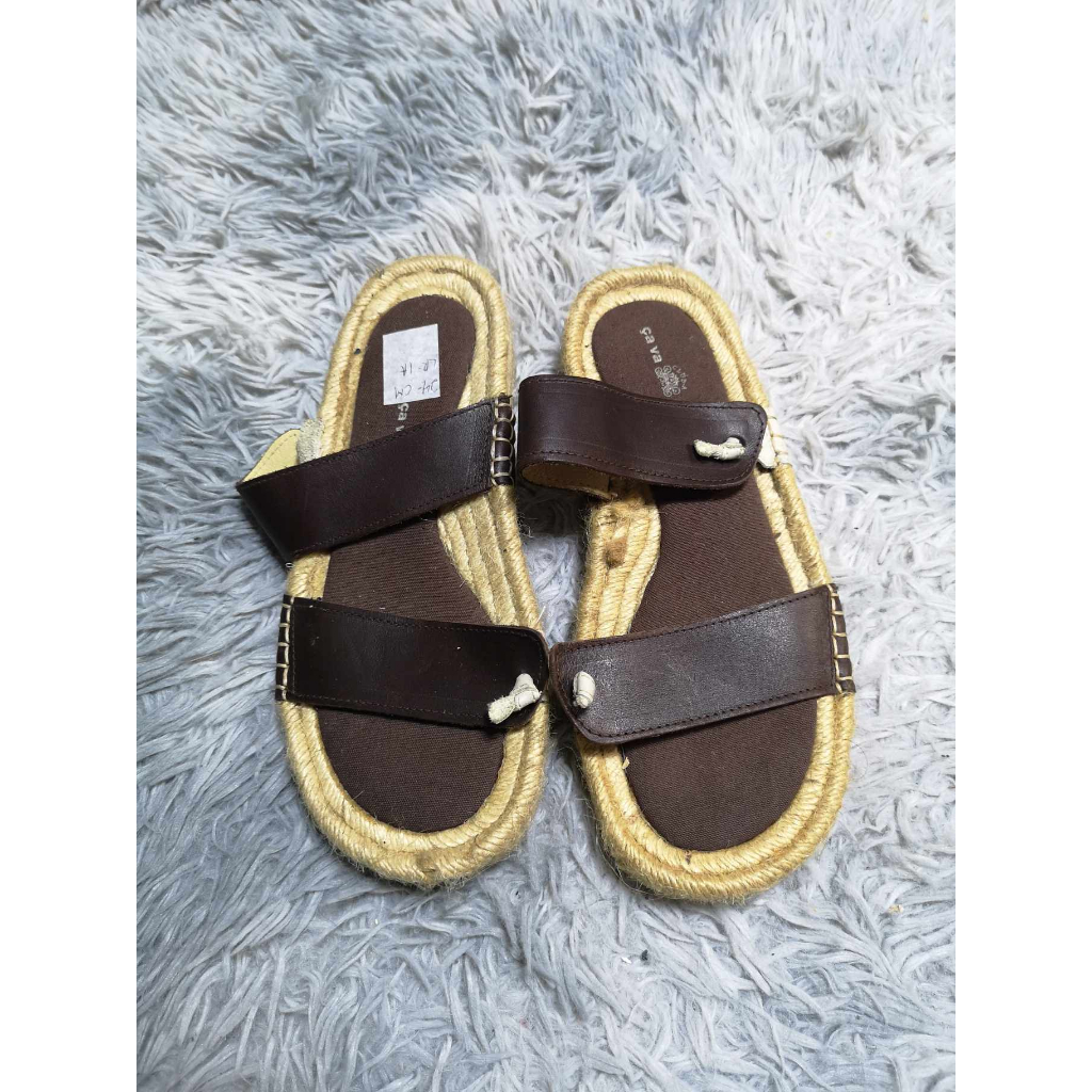 Dark Brown Leather Slipper | Shopee Philippines