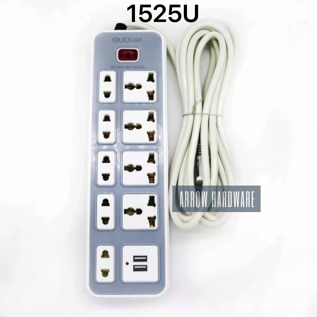 Heavy Duty Extension Cord With Multiple Universal Socket and 2 USB Port Outlets Charger | Shopee ...