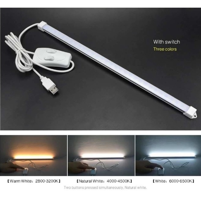 Dc 5v Usb Cable 3 COLOR Led Book Light Portable Usb Port Led Bar Light ...