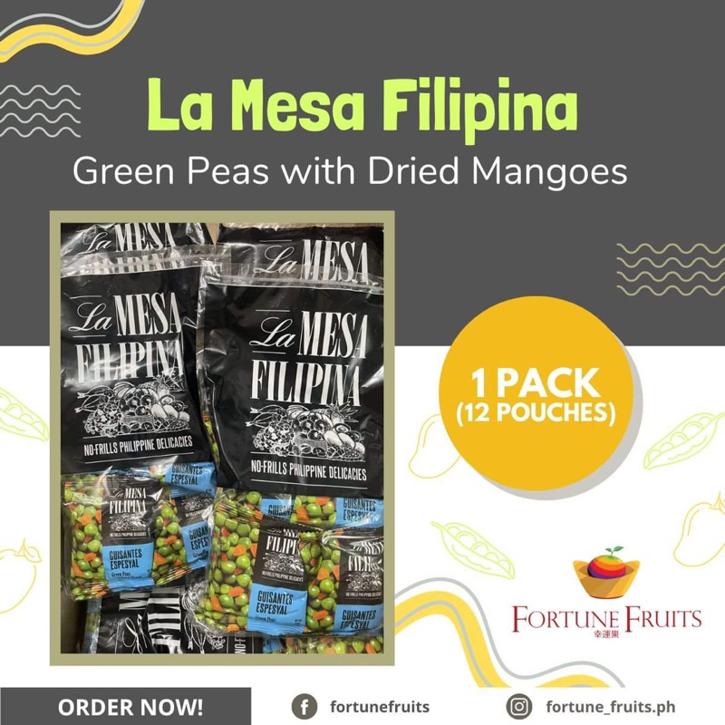 Green Peas w/Dried Mangoes La Mesa filipina (12 packs of 20g) | Shopee ...