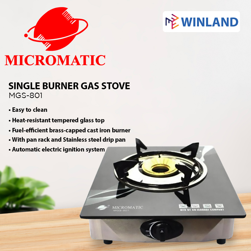 MICROMATIC by Winland Tempered Glass Single Burner Gas Stove with ...