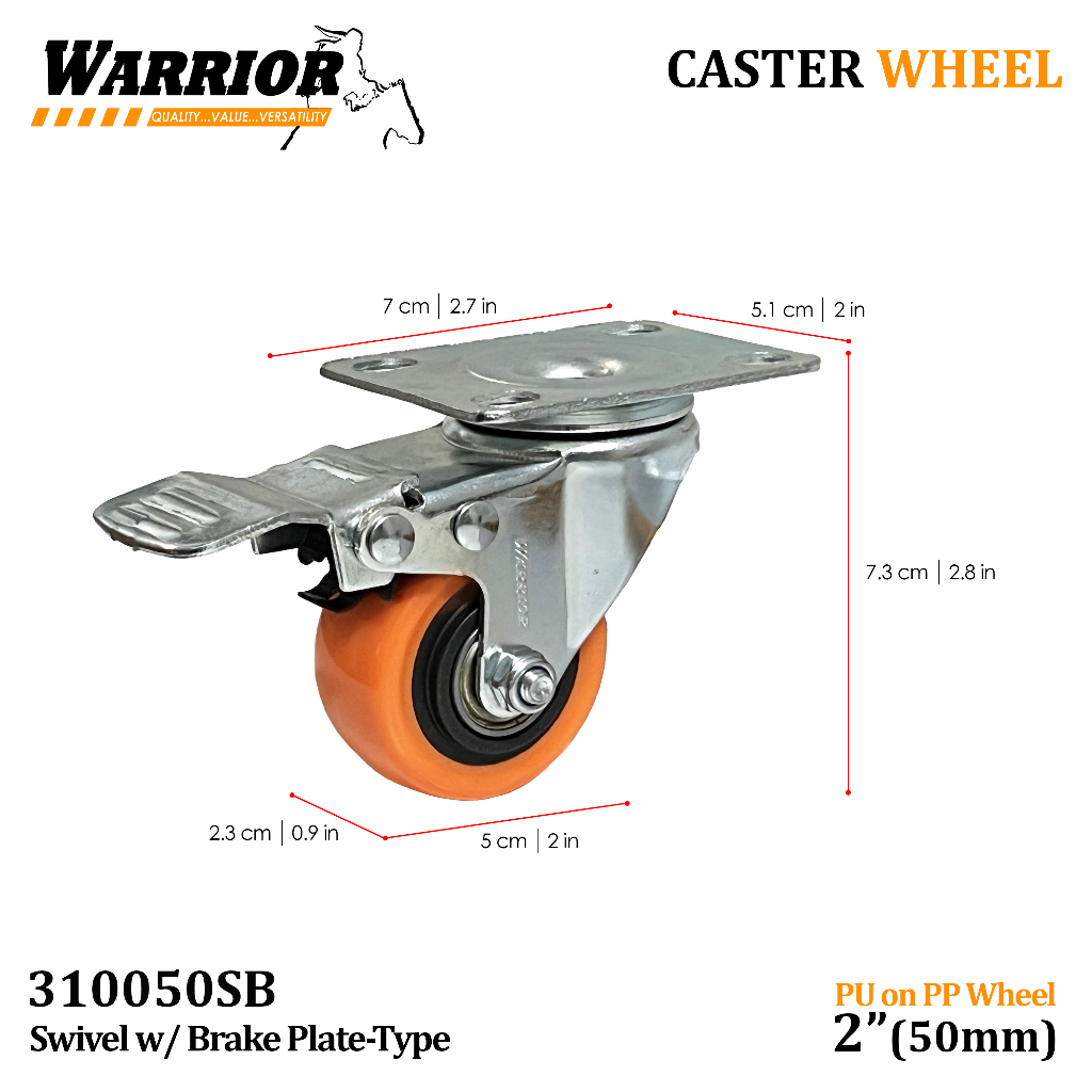 Heavy Duty PU Caster Wheel 2/3/4/5-inches Swivel, Swivel w/ Brake and ...
