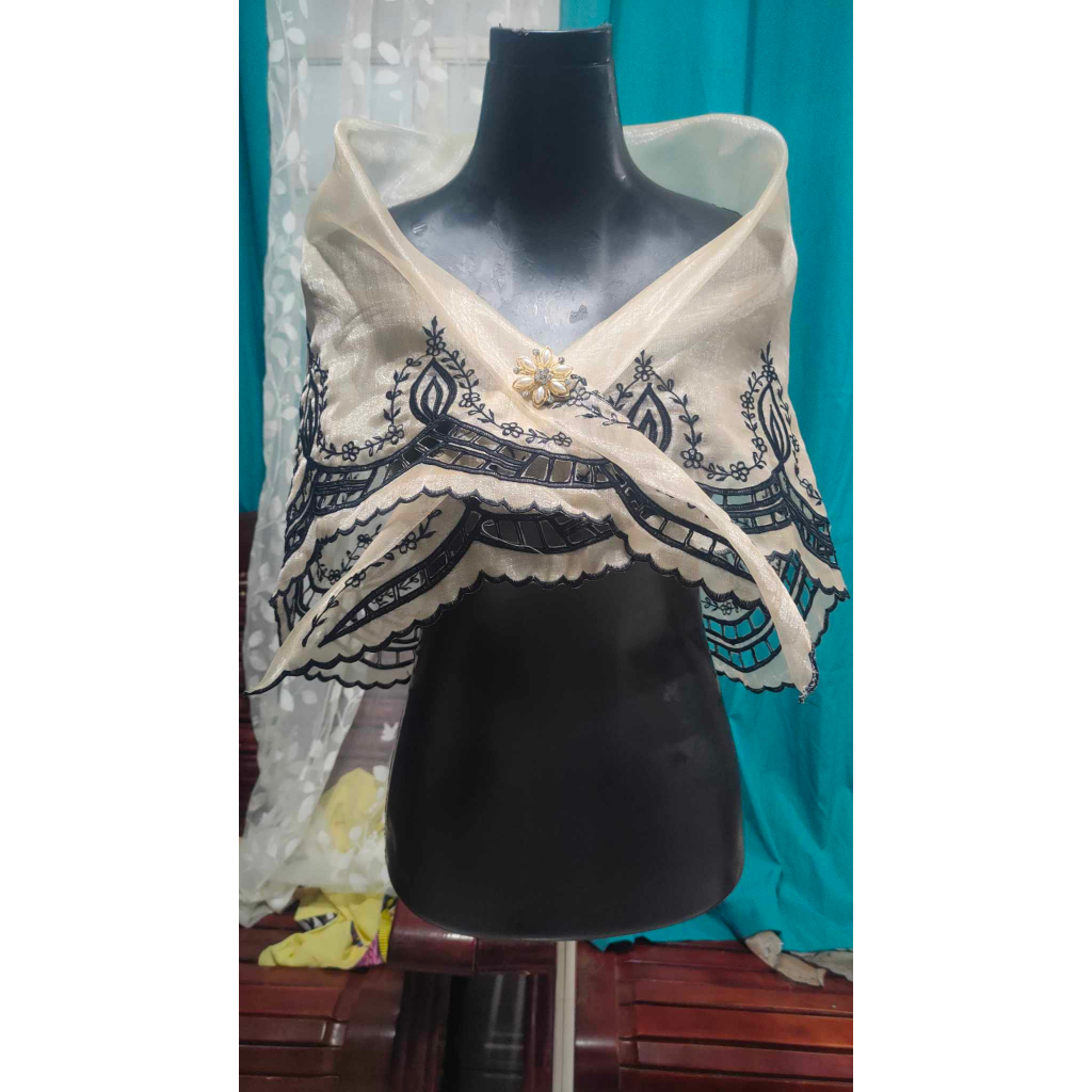 CUT-WORK DESIGN FILIPINIANA ALAMPAY (EMBOIDERED) PINYA ORGANZA FABRIC ...