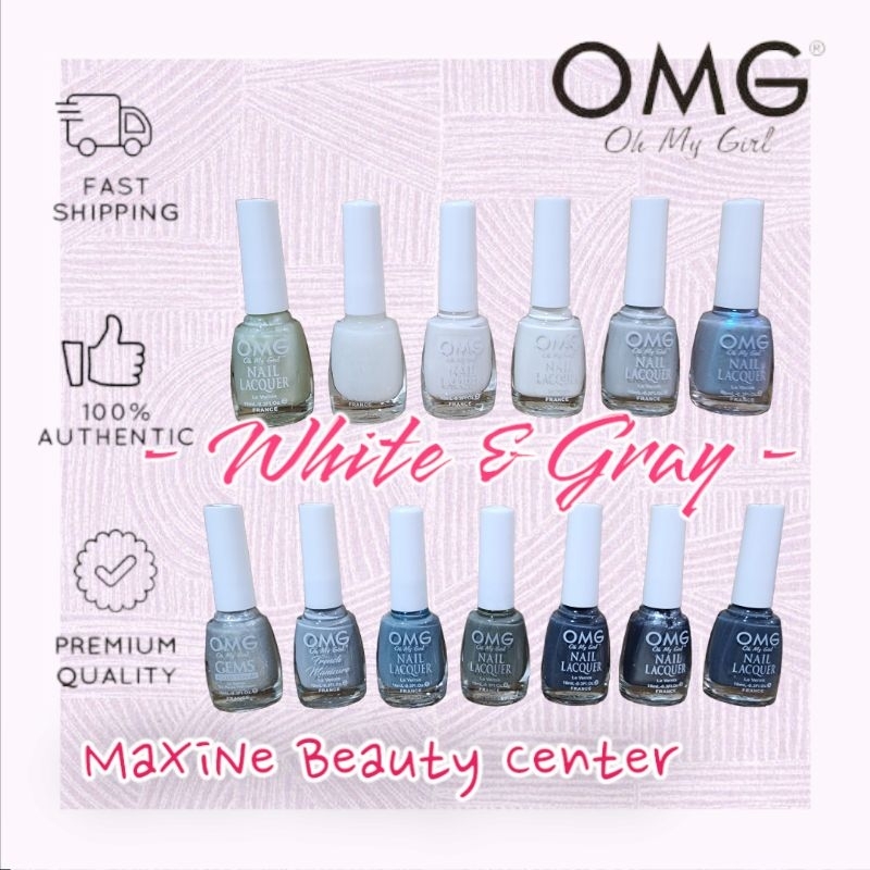 OMG WHITE & GRAY | GREY SERIES nail lacquer, 10ml nail polish, cutics ...