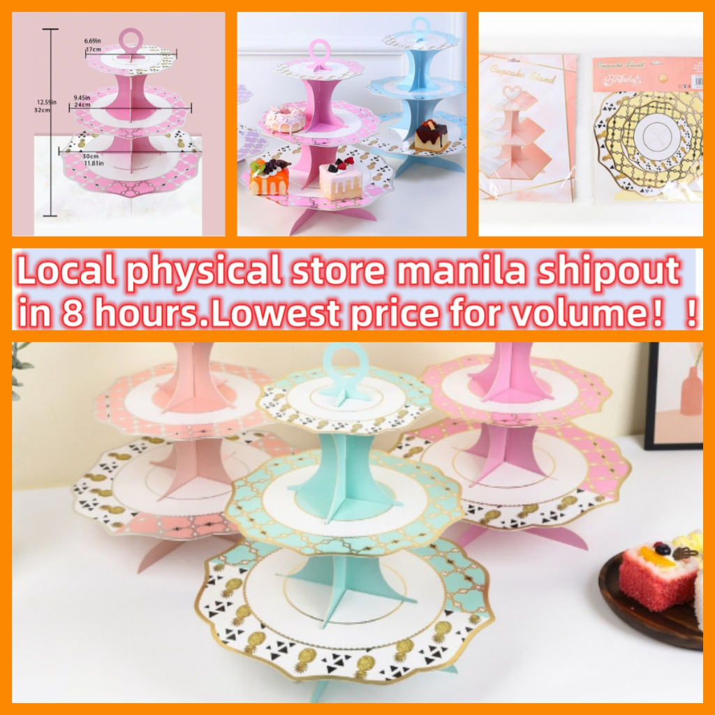 Cupcake Stand 3 tier board Pastel Color Scallop Pastel Print cake ...