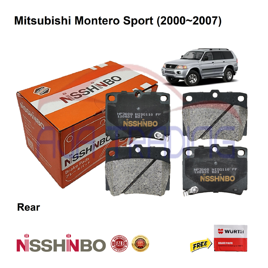 Genuine Nisshinbo Rear Brake Pads with SHIMS for Mitsubishi Montero Sport (2000-2007) | Shopee ...