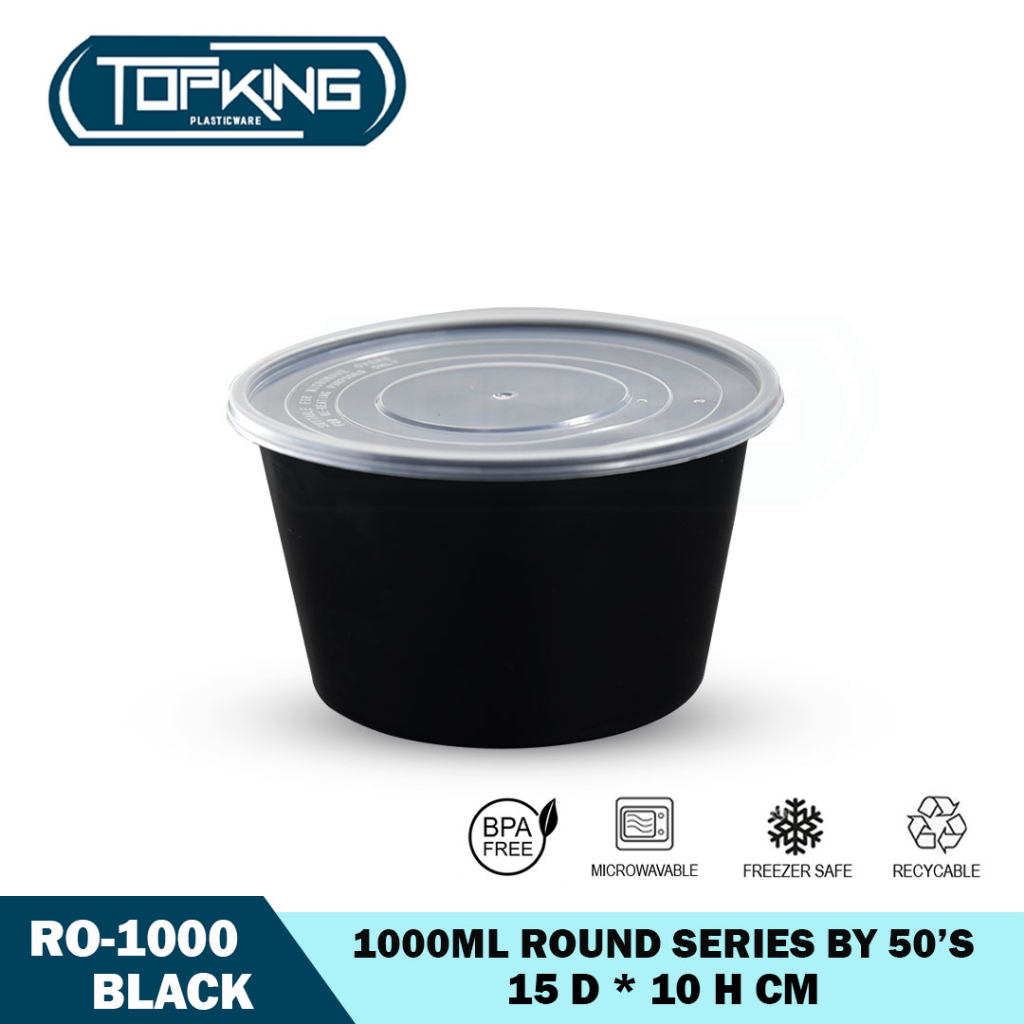 SKZ Ro1000 Microwavable Container Round Series Clear/Black 1000ml ...