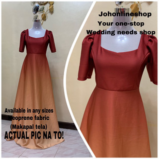 rusty orange filipiniana modern puff up gown for entourage | Shopee ...