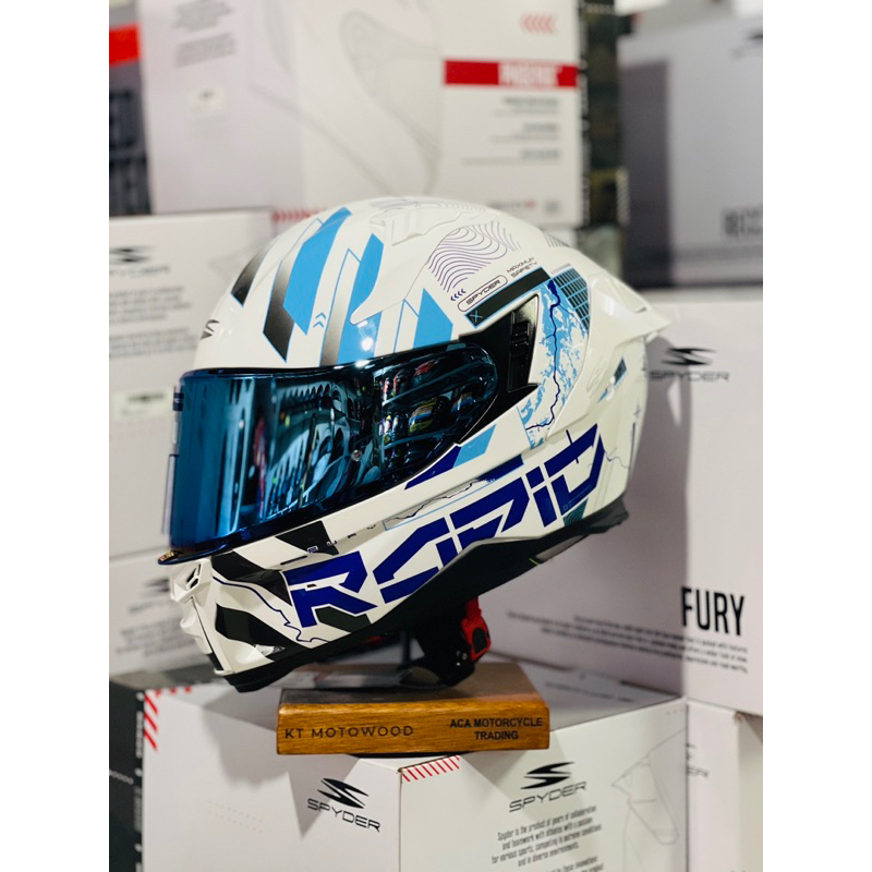 SPYDER FURY S8 Full-Face Dual Visor Helmet with FREE CLEAR VISOR (RAPID ...