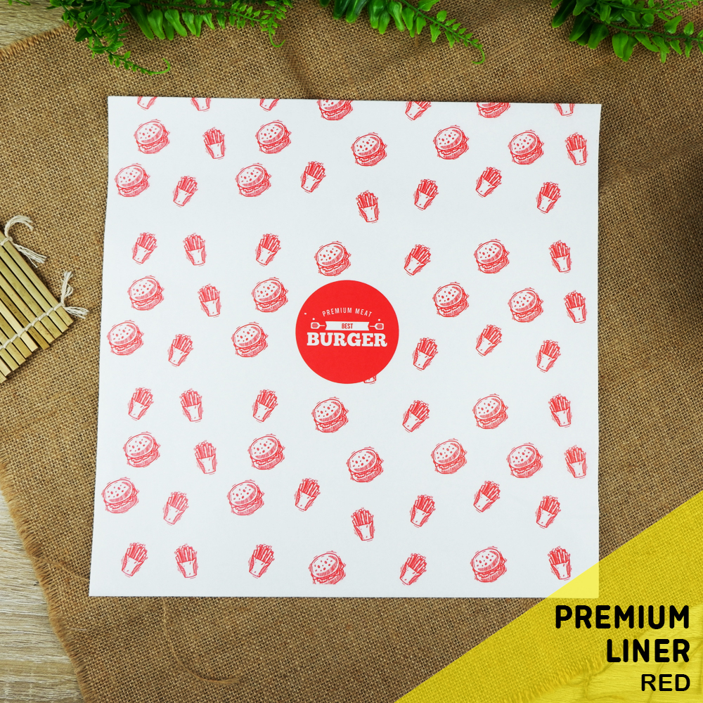 BURGER WRAPPER / FOOD LINER PAPER GREASEPROOF GENERIC PRINT 100 PCS ...