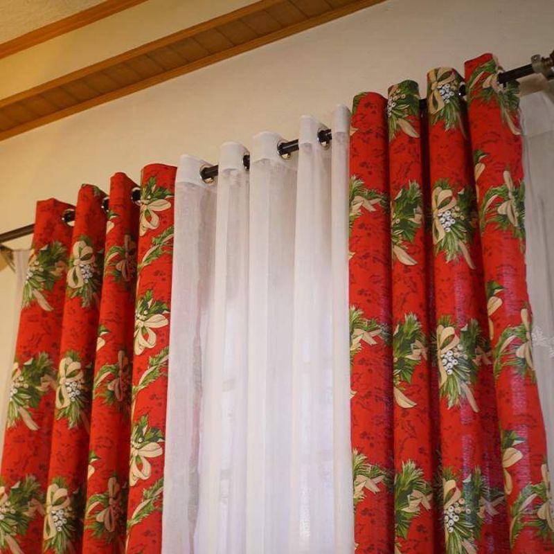 Red Ribbon Christmas Curtain Sold Per pc | Shopee Philippines