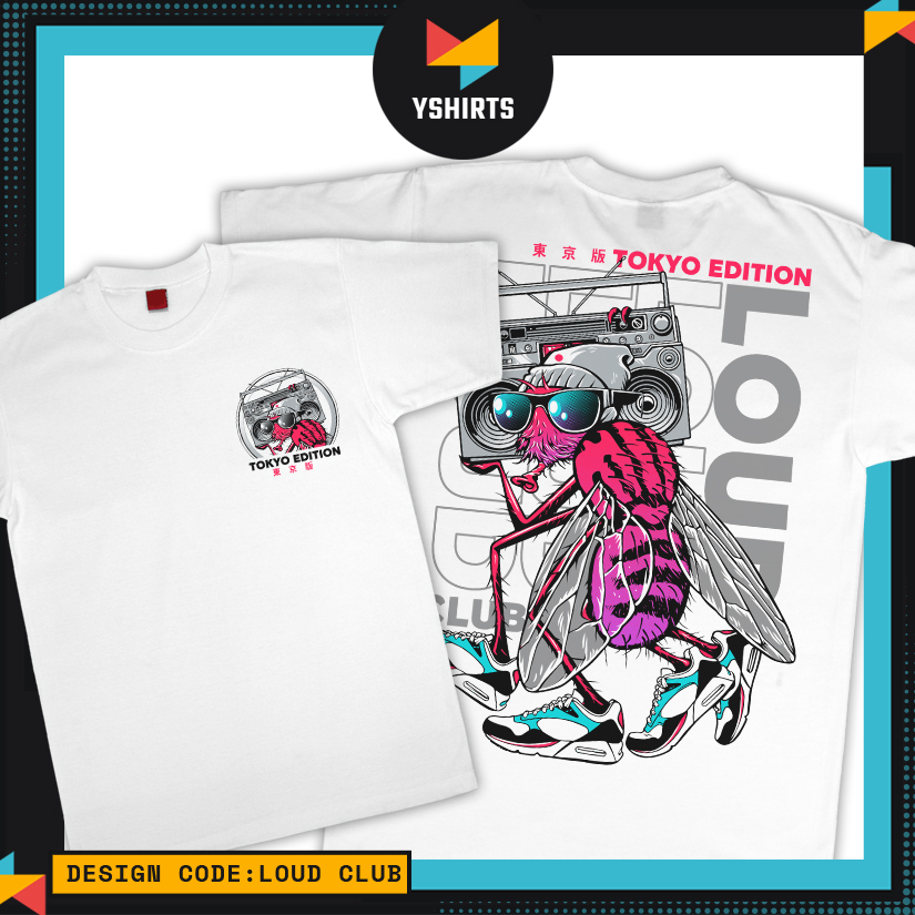YSHIRTS Loud Club Design Graphic Printed Tees White Tshirt | Shopee ...