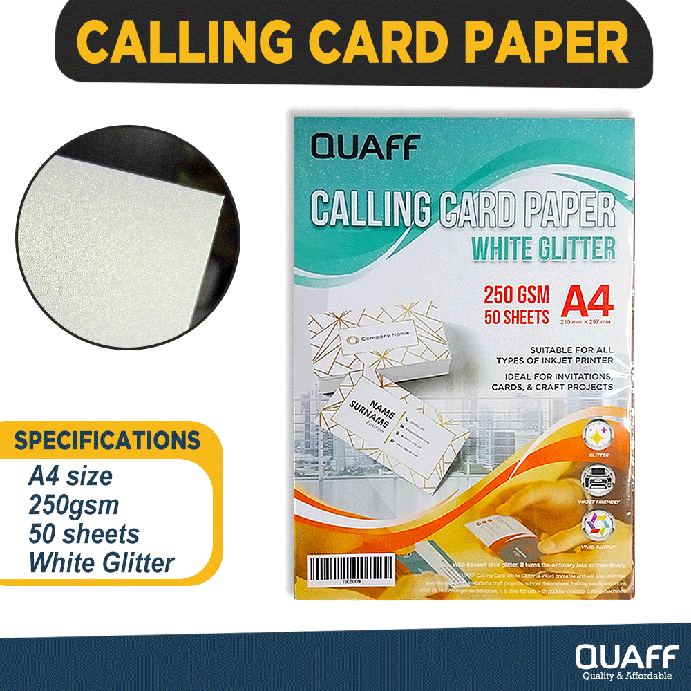 QUAFF Calling Card Paper 250GSM A4 White(Glitter) | Shopee Philippines
