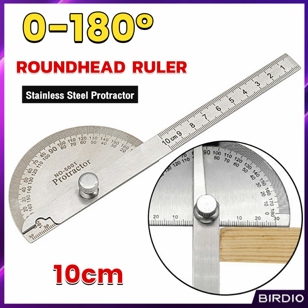 Birdio Protractor Adjustable Roundhead Ruler 180 Degree Rotary ...