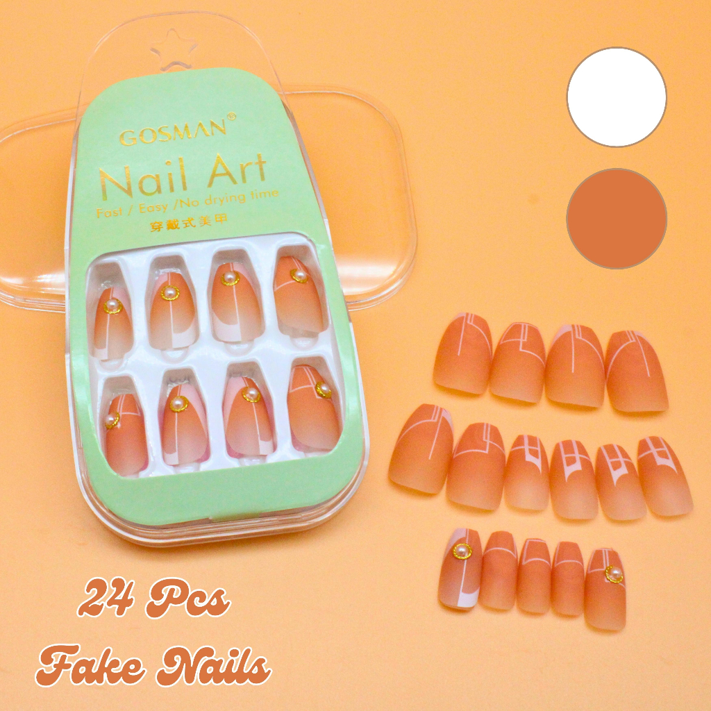 【GnG】Cosmetics 24pcs Set of Fakenails Square and Ballerina Shapes of ...