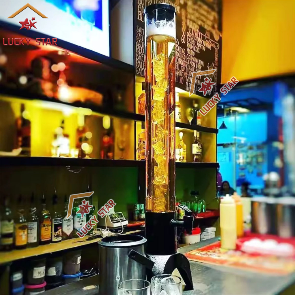3L Beer Tower Dispenser Beverage Barrel Tower Ice Tube Three Legged ...