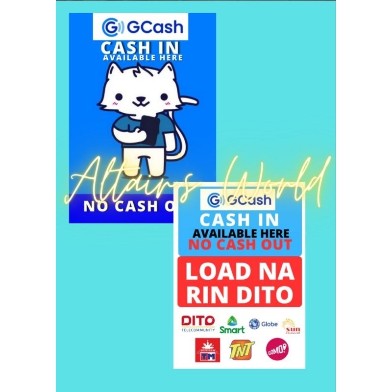 Cash In No Cash Out GCash Signage Laminated PVC Waterproof Sticker ...