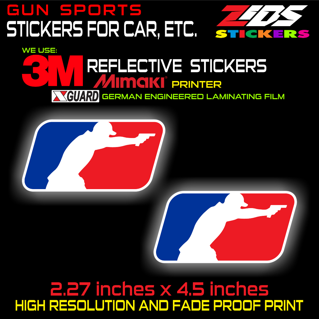 gun sports 3M reflective printed laminated sticker for cars, motorcyle ...