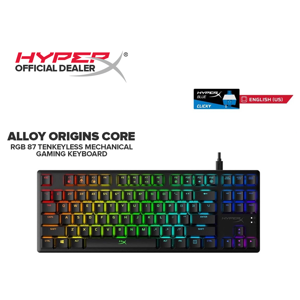 HyperX Alloy Origins Core RGB 87 Tenkeyless Mechanical Gaming Keyboard ...