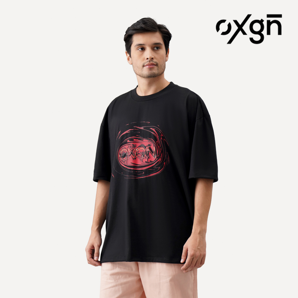 OXGN Logo Graphic Print Oversized T-Shirt For Men (Black) | Shopee ...