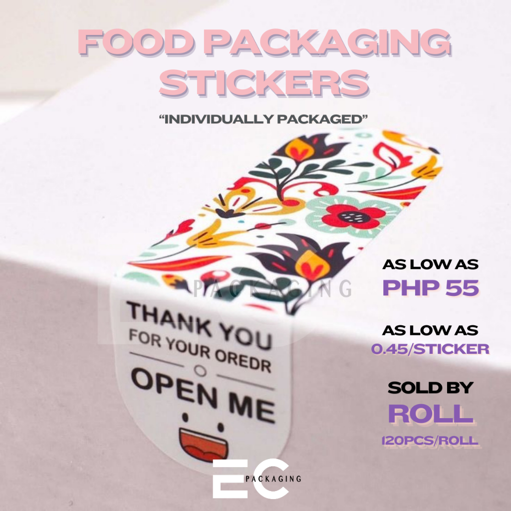 [EC] 120PCS/ROLL PACKAGING STICKER FLORAL STICKER SEAL SELF-ADHESIVE ...