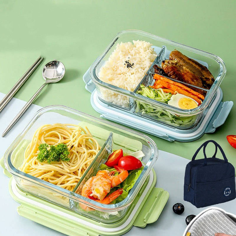 MIC Glass Lunch Box for Adult Dividers Food Keeper Crisper Leak Proof ...