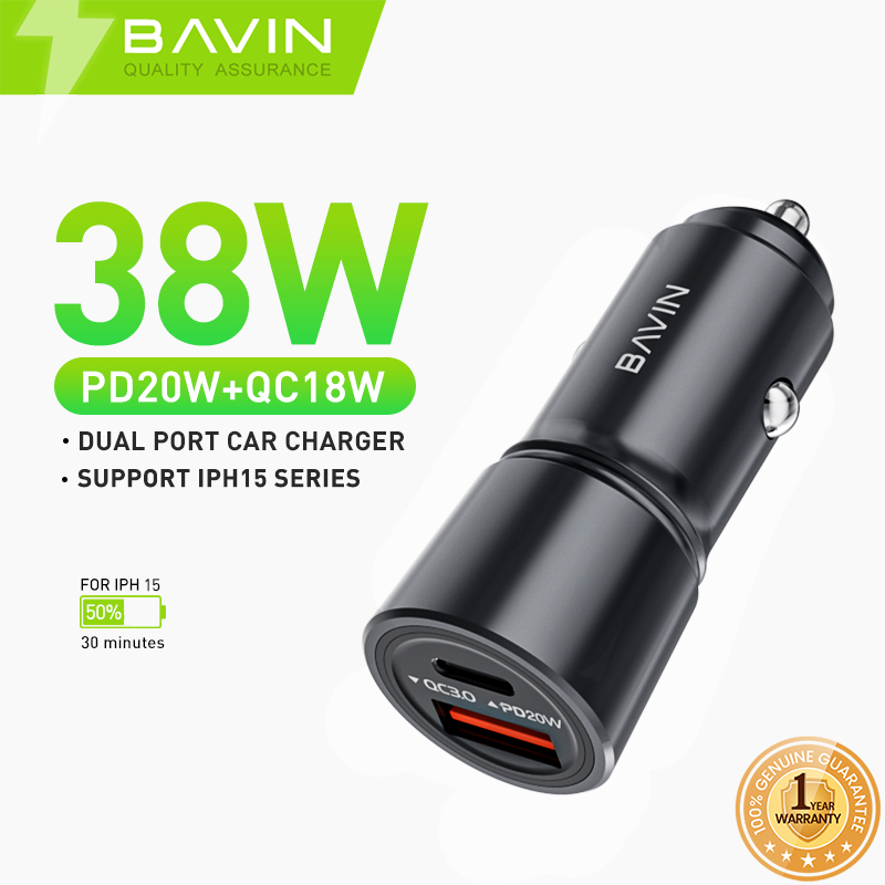 BAVIN PC920 20W PD Fast Charging Car Charger Dual USB & Type-C Port ...