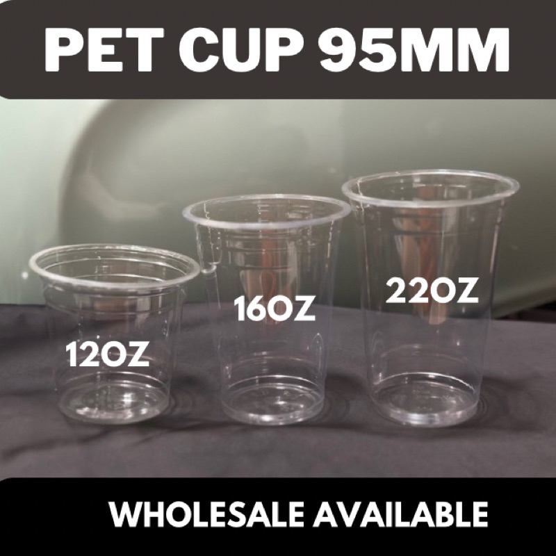 50pcs PET HARD CUP 95mm 12oz/16oz/22oz NO LID | Shopee Philippines