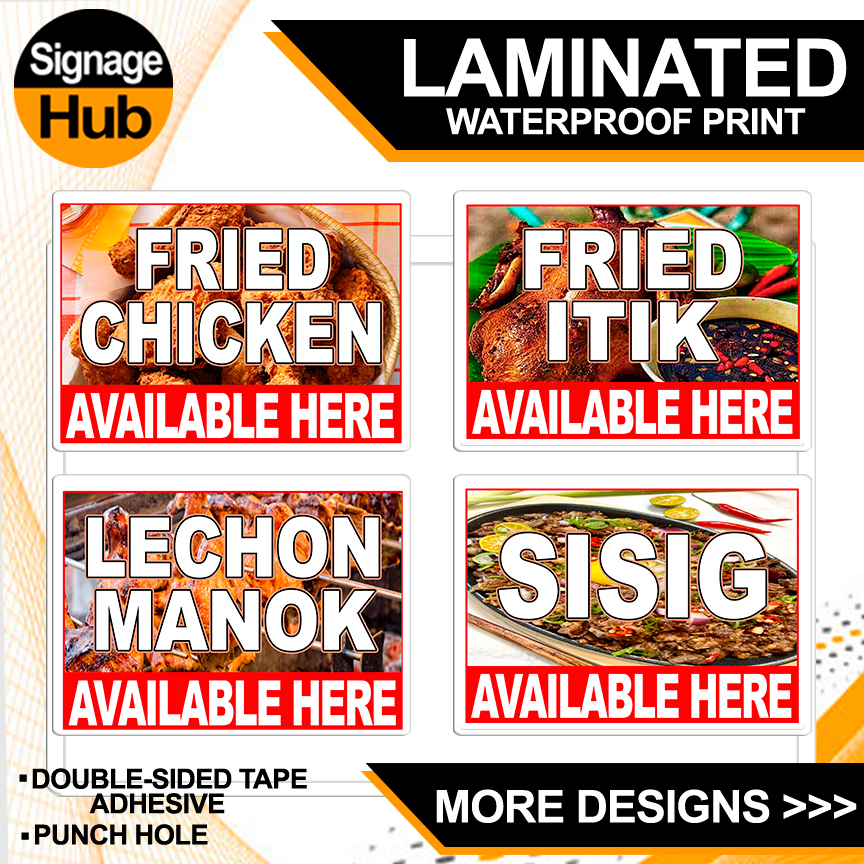 FOOD Signs 1 | Laminated Signage | A4 ( 8" X 11" inches ) | Waterproof ...