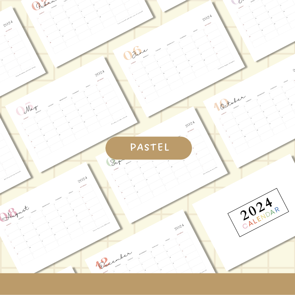 2024 Personalized Wall Calendar - Pastel Theme | Shopee Philippines