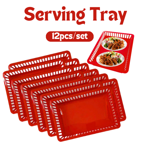 12 Pcs Fast Food Baskets Rectangular Plastic Food Service Trays for ...