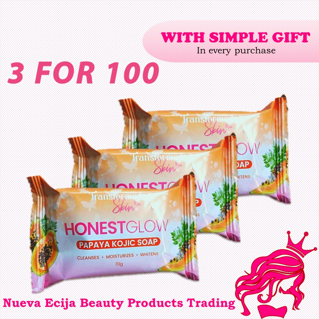 Bundle of 3 for 100 Honest Glow Papaya Kojic Soap (7 Powerful Ingredients) | Shopee Philippines