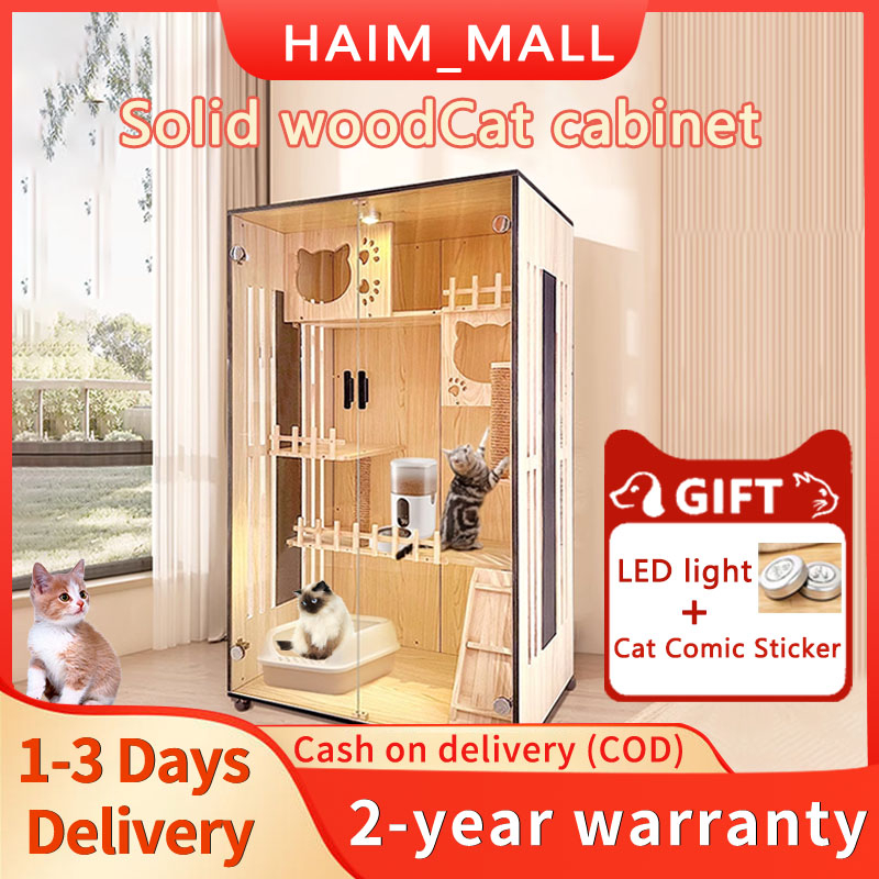 Cat Cabinet Cat Cage Simple Light Luxury Cat House Cattery Solid Wood