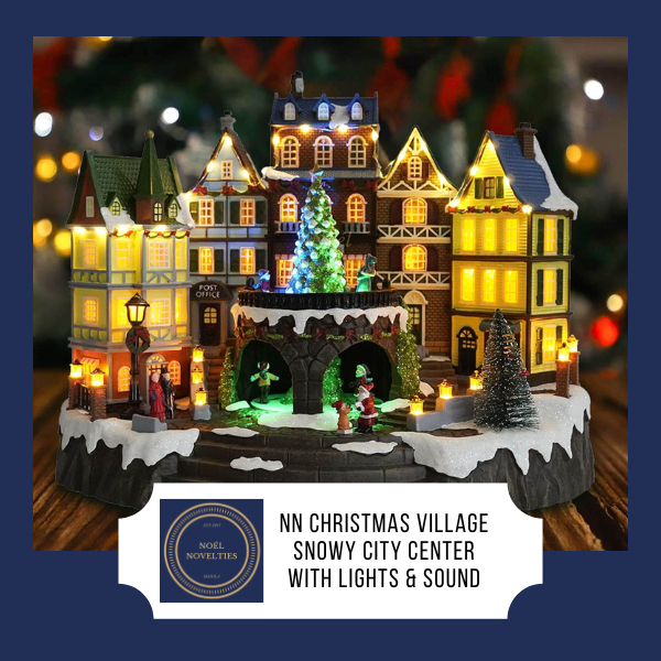 Noel Novelties Hand Painted Snowy Christmas Village Moving City Center ...